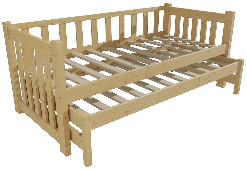Vomaks Dětská postel s výsuvnou přistýlkou DPV 002 Rozměr: 80 x 180 cm, Barva: bezbarvý lak