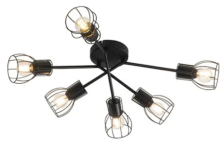 Moderní stropní svítidlo černé 65 cm 6 světel - Botu