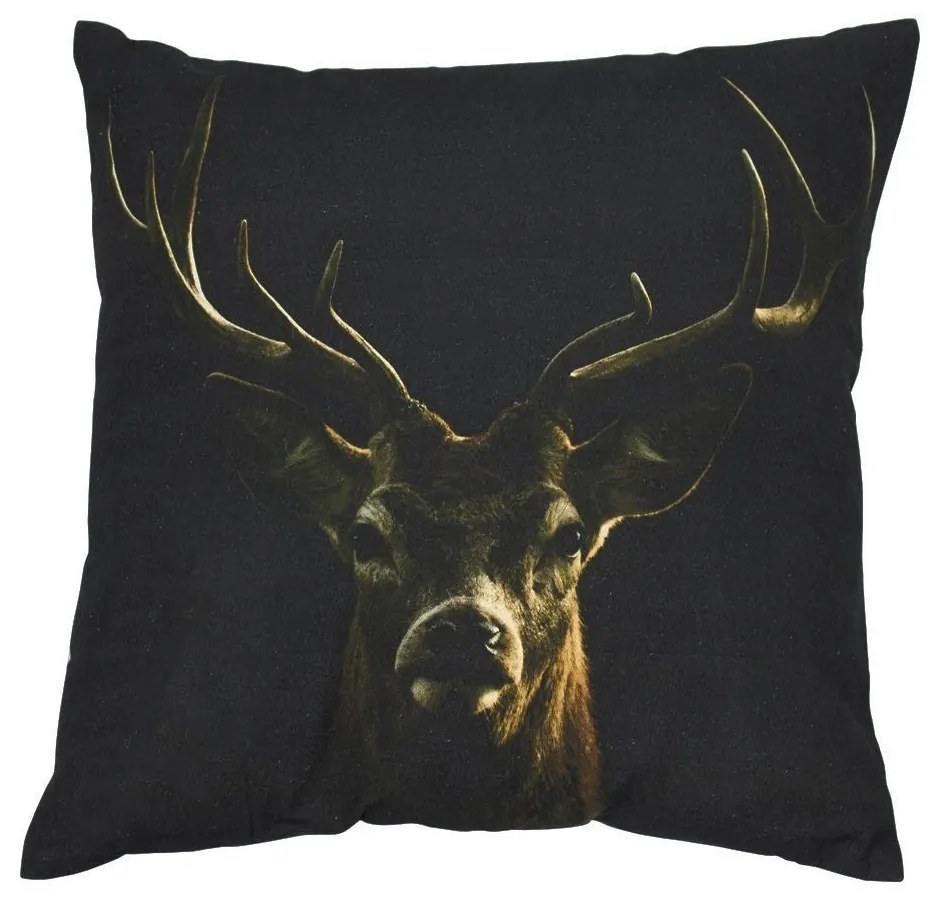 Černý polštář s jelenem Black Deer - 50*10*50cm