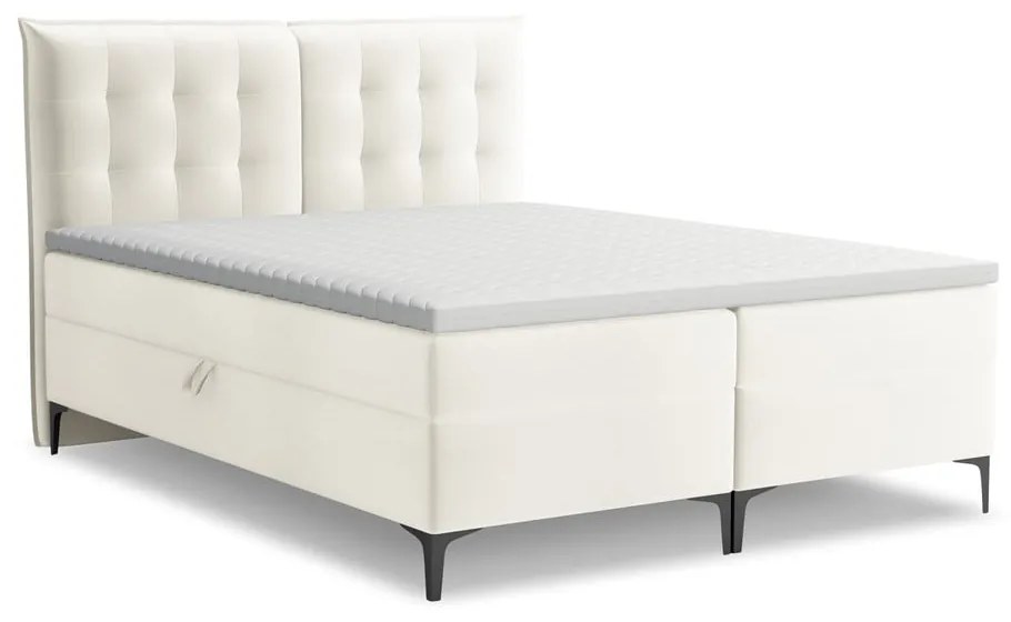 Krémová boxspring postel s úložným prostorem 180x200 cm Mikana – Makamii