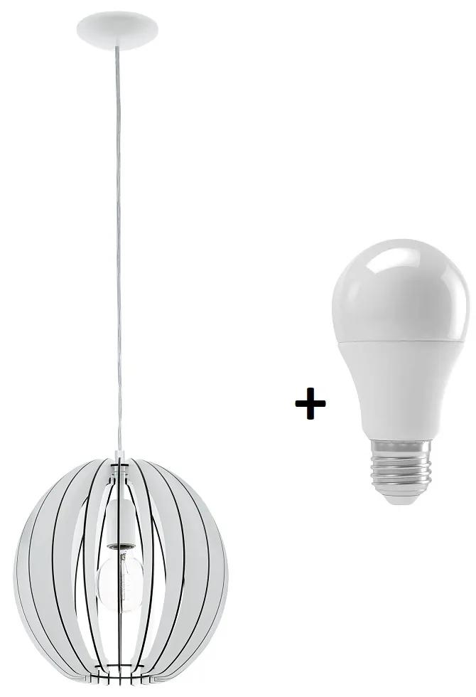 Eglo 94438 COSSANO white - Moderní dřevěné svítidlo průměr 30cm + Dárek LED žárovka