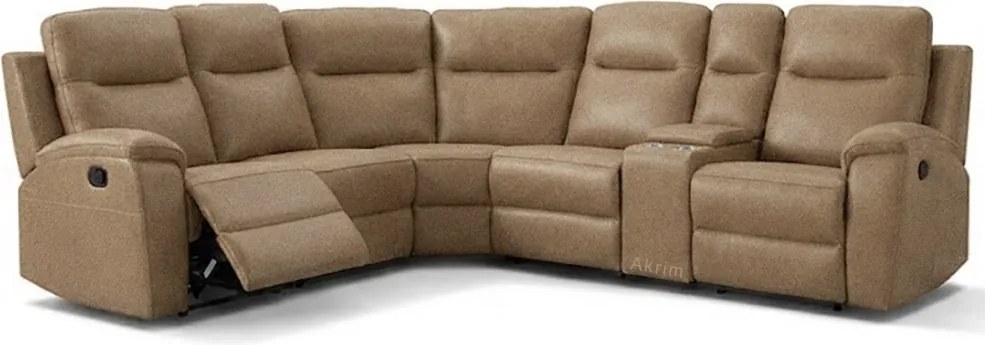Sedací souprava MALAGA | 248x276 cm | UNIVERZÁLNÍ levá i pravá | s FUNKCÍ RELAX | hnědá látka | EXTRA POHODLNÉ