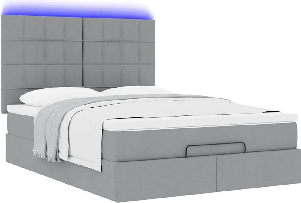 Osmanský rám postele s matrací světle šedá 140x190cm textil 3314003
