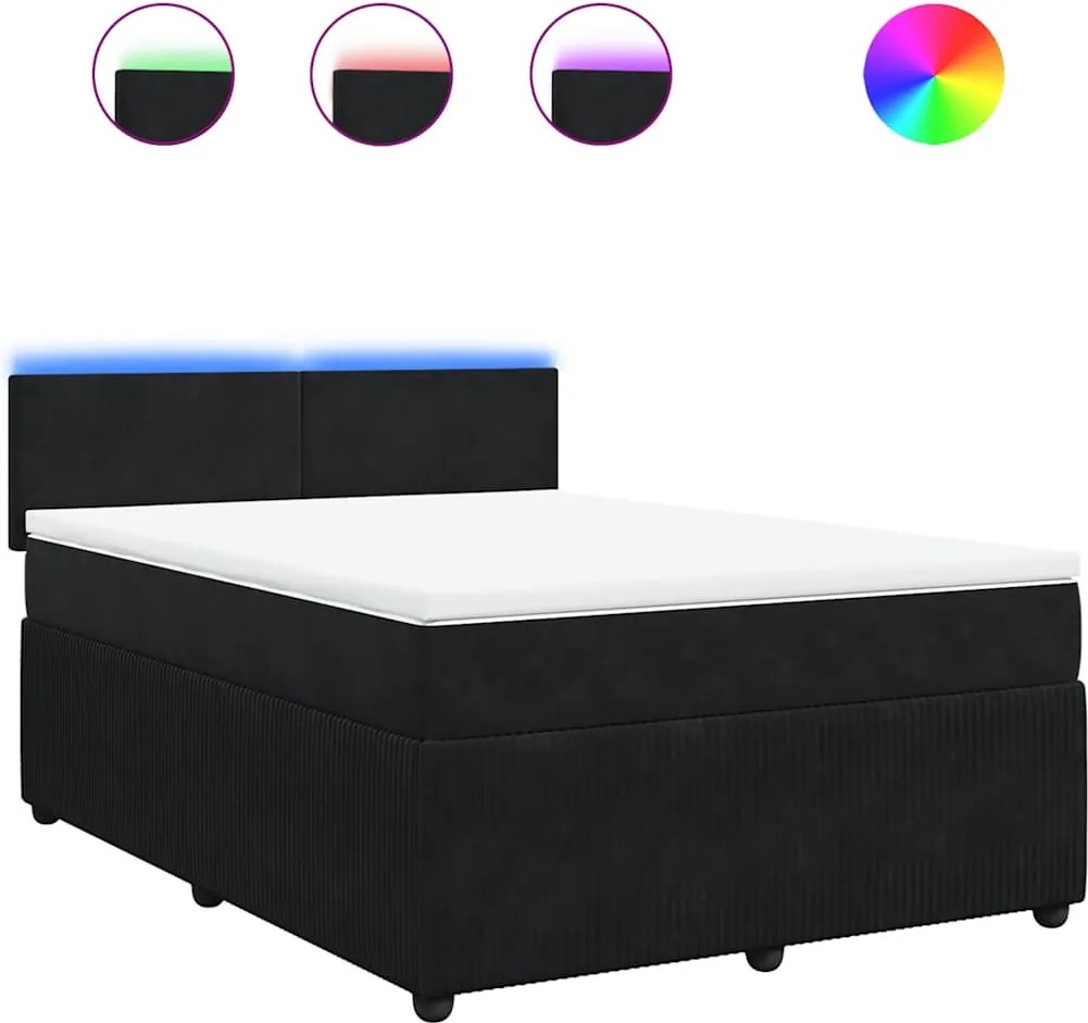 Box spring postel s matrací černá 140 x 190 cm samet 3290030