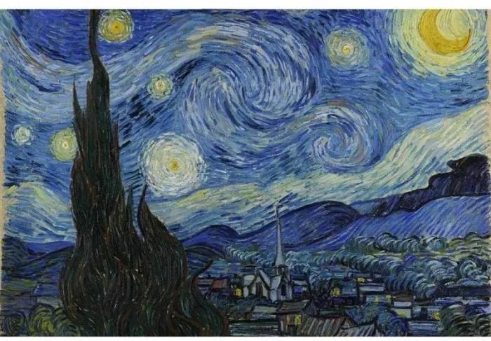 DIMEX | Samolepicí vliesová fototapeta na zeď Hvězdná noc od Vincenta van Gogha MA-5-0250 | 375 x 250 cm | modrá, černá, žlutá