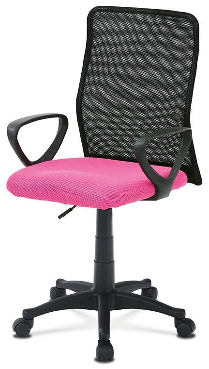 Autronic Kancelářská židle růžová a černá látka MESH KA-B047 PINK