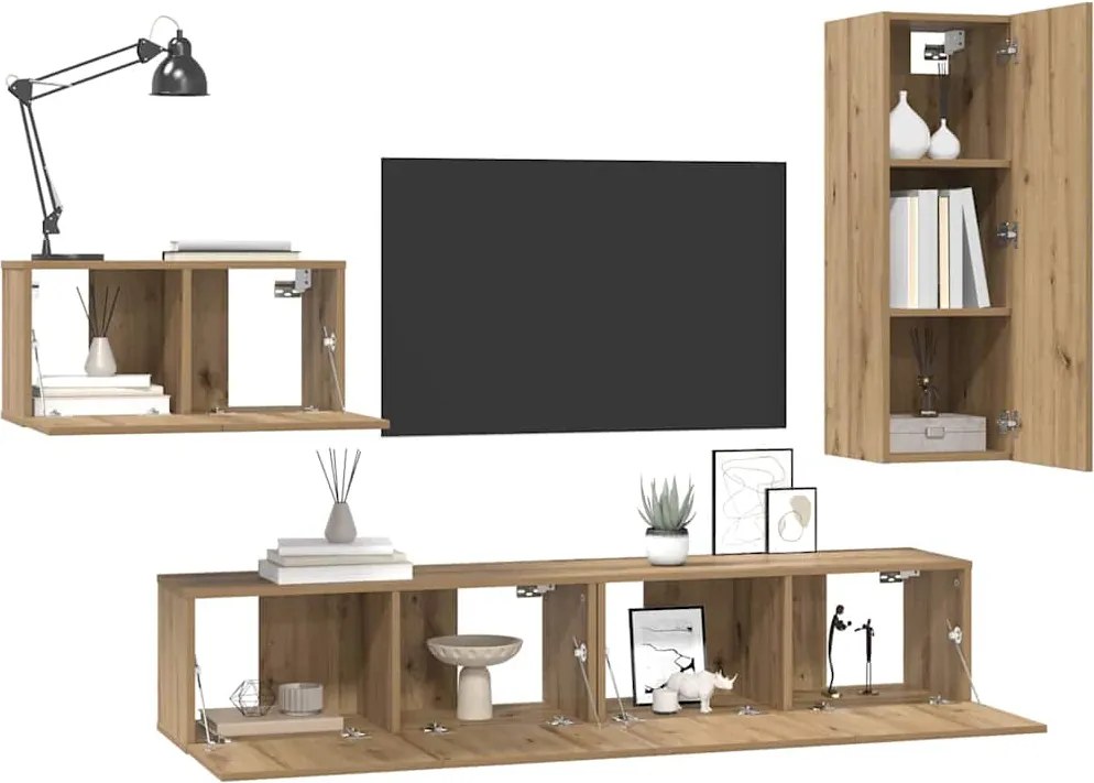 Sestava TV skříněk 4 ks Artisanový dub Kompozitní dřevo 3393263