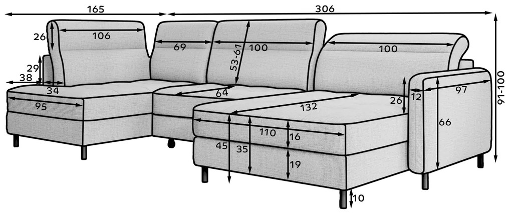 Eltap Sedací souprava Berrto Materiál a barva potahu: Aubron 03 - šedá, Orientace: pravá