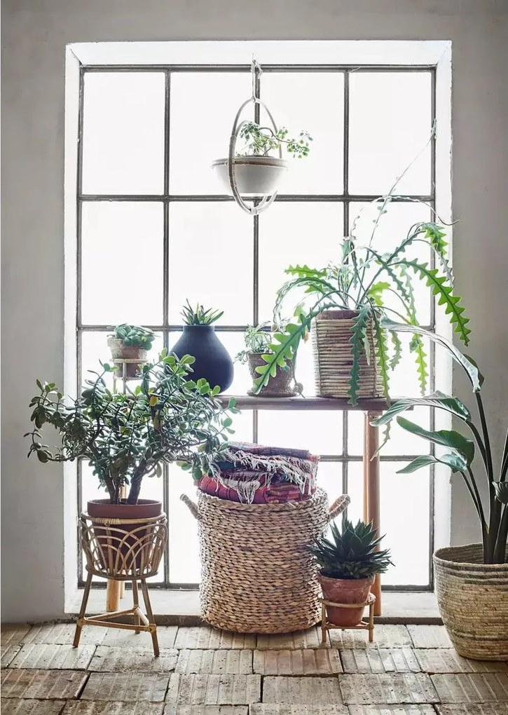 MADAM STOLTZ Bambusový obal na květináč Hanging Bamboo, přírodní barva, dřevo