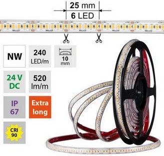 LED pásek McLED 24V neutrální bílá CRI90 š=10mm IP67 6W/m 240LED/m SMD2835 ML-126.033.90.2