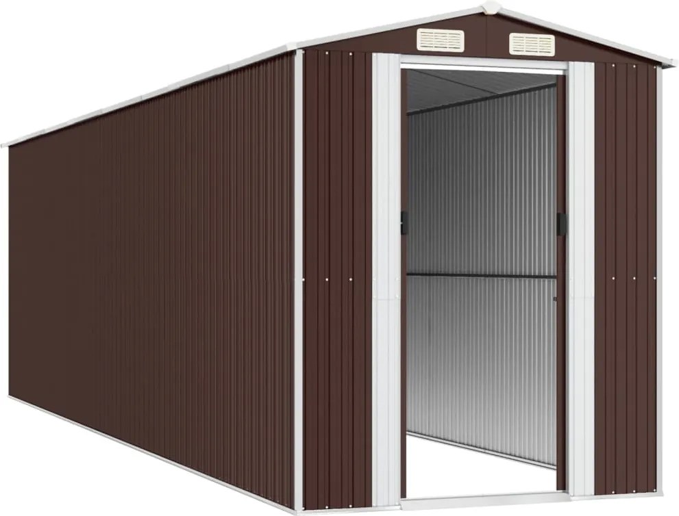 Zahradní kůlna tmavě hnědá 192 x 689 x 223 cm pozinkovaná ocel 3147466