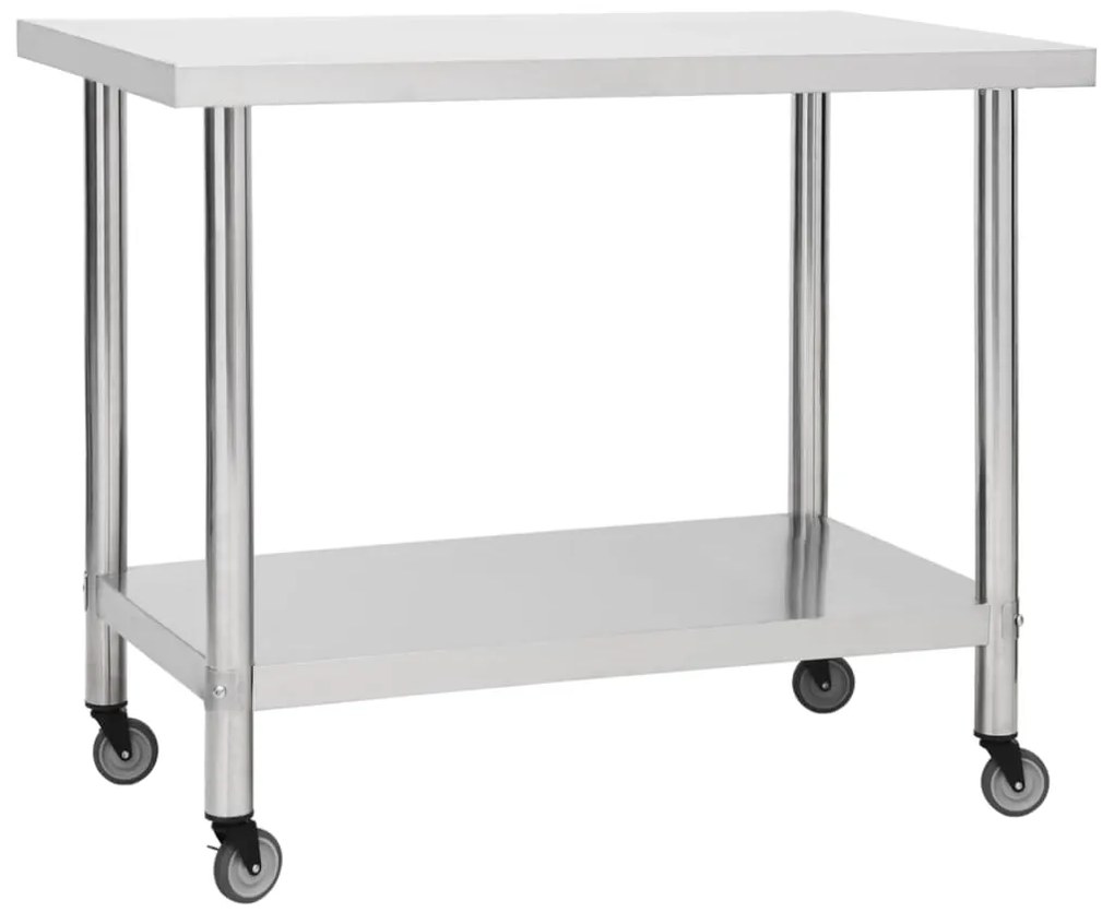 51639 vidaXL Kuchyňský pracovní stůl s kolečky 100x60x85 cm nerezová ocel