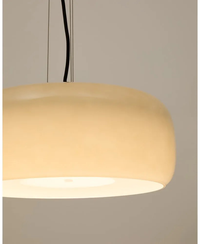 LED závěsné svítidlo šedobéžové se skleněným stínidlem ø 38 cm Reig – Kave Home