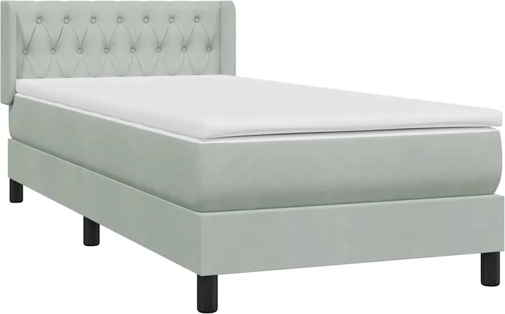 Box Spring Postel s matrací Světle šedá 90x220 cm Samet 3318393