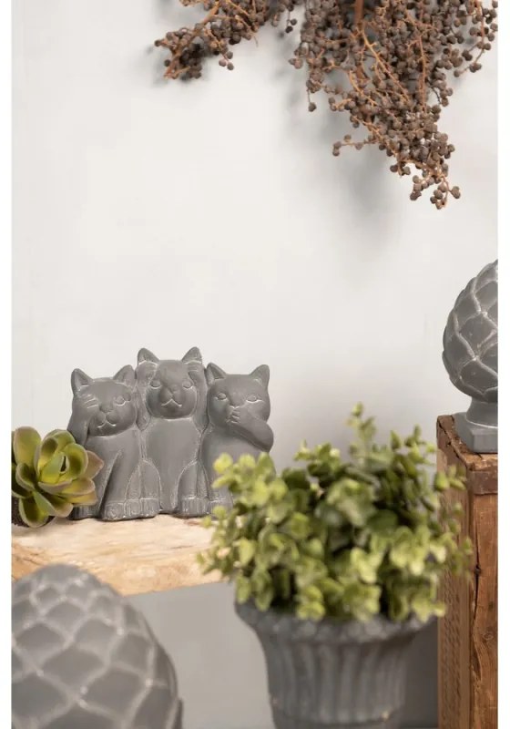 Šedý cementový květináč Kočka – 26x15x16 cm