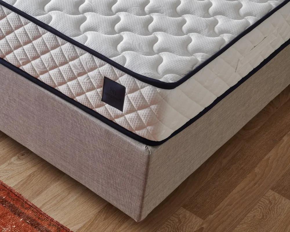 Čalouněná postel SUNNY s matrací - světle šedá 90 × 200 cm
