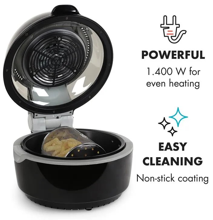 Klarstein VitAir, horkovzdušná fritéza, 1400 W, 9 l, černá