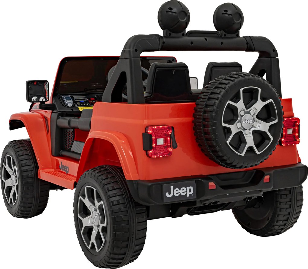 Ramiz Elektrické auto Jeep Wrangler Rubicon pro děti Oranžové + dálkové ovládání + MP3 LED rádio + EVA kola