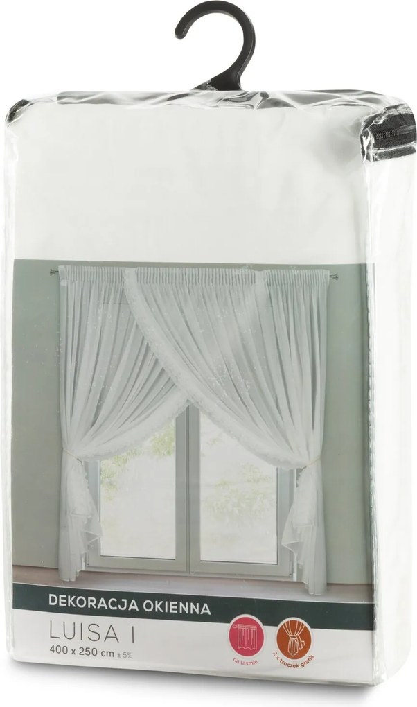 ZÁCLONA NA PÁSCE LUISA 400X250 CM BÍLÁ