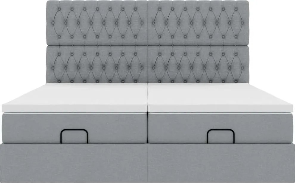 Osmanský rám postele s matrací světle šedý 200x200cm textil 3313720