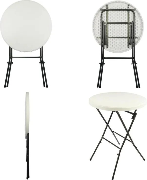 Skládací bistro stůl Ø 80 cm, výška 110 cm, bílý
