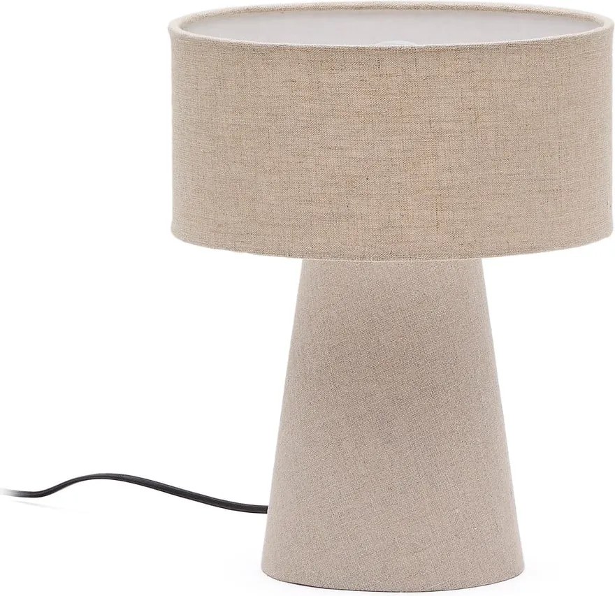 Stolní lampa šedobéžová s textilním stínidlem (výška 35 cm) Algaida – Kave Home
