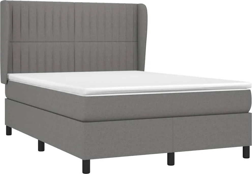 Box spring postel s matrací tmavě šedá 140x200 cm textil 3128126