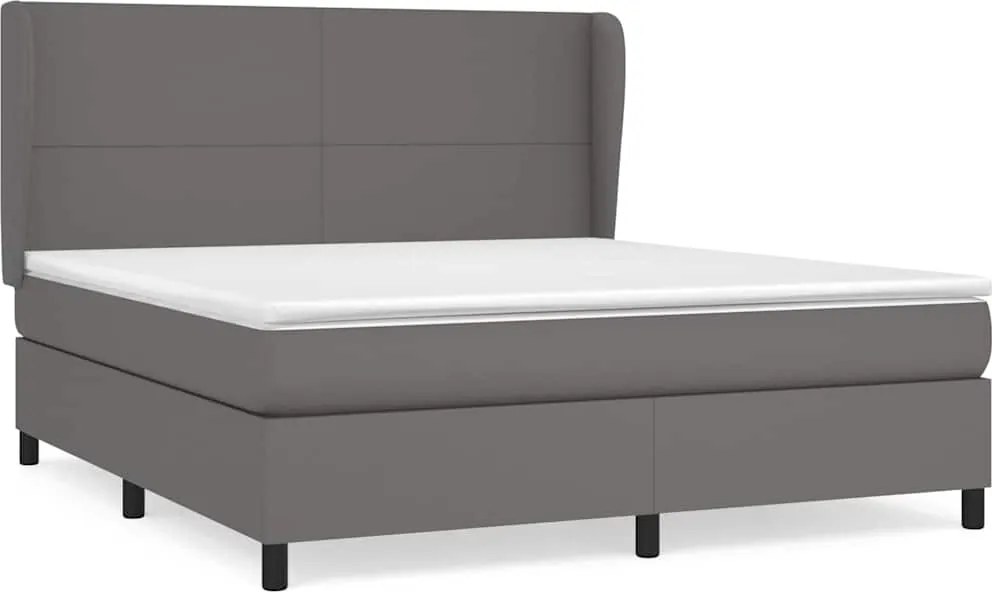 Box spring postel s matrací šedá 160x200 cm umělá kůže 3128923
