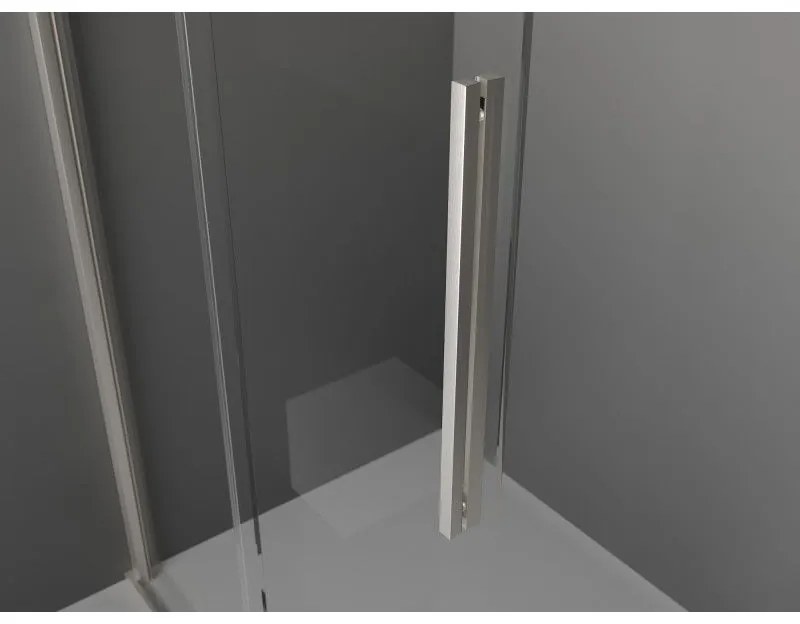 Mexen Velar L, posuvná sprchová zástěna Walk-in 100 x 200 cm, 8mm čiré sklo, broušená ocel, 871-100-003-03-97