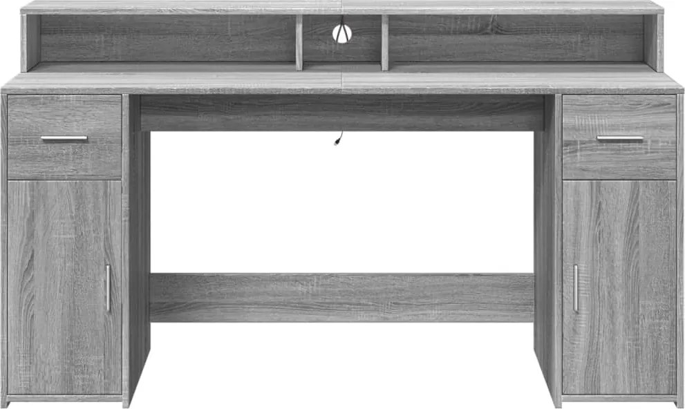 Psací stůl s LED šedý sonoma 160 x 55 x 91 cm kompozitní dřevo 3309434
