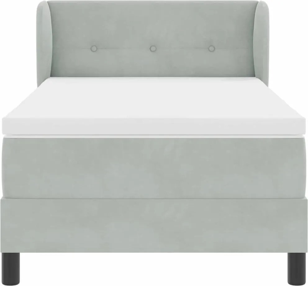 Postel s boxspringem s čelo Světle šedá 90 x 200 cm samet 3340370
