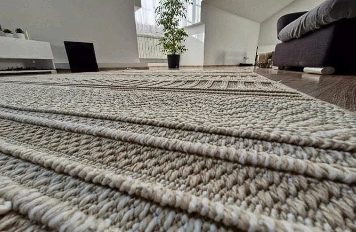 HU Béžový pruhovaný koberec Boho 878-B Rozměr: 60x100 cm