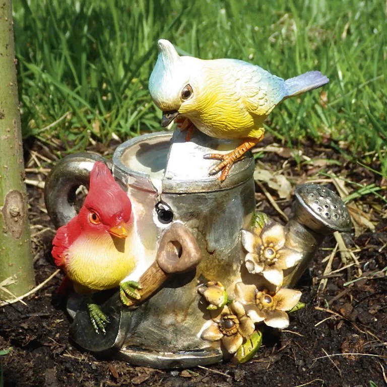 Zahradní dekorace na zahradu se zvukem - Ptáčci na konvi