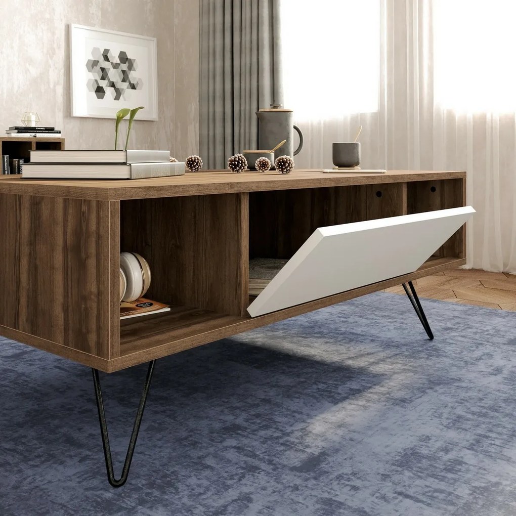 Konferenční stolek Mistico White and Walnut