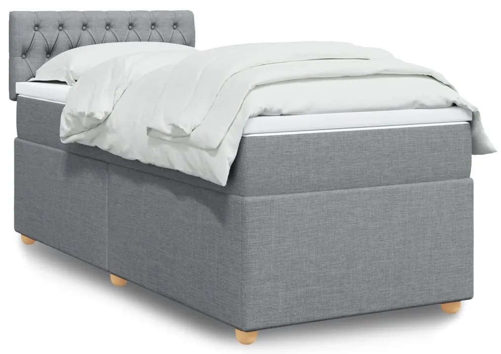 Box spring postel s matrací světle šedá 90x190 cm textil