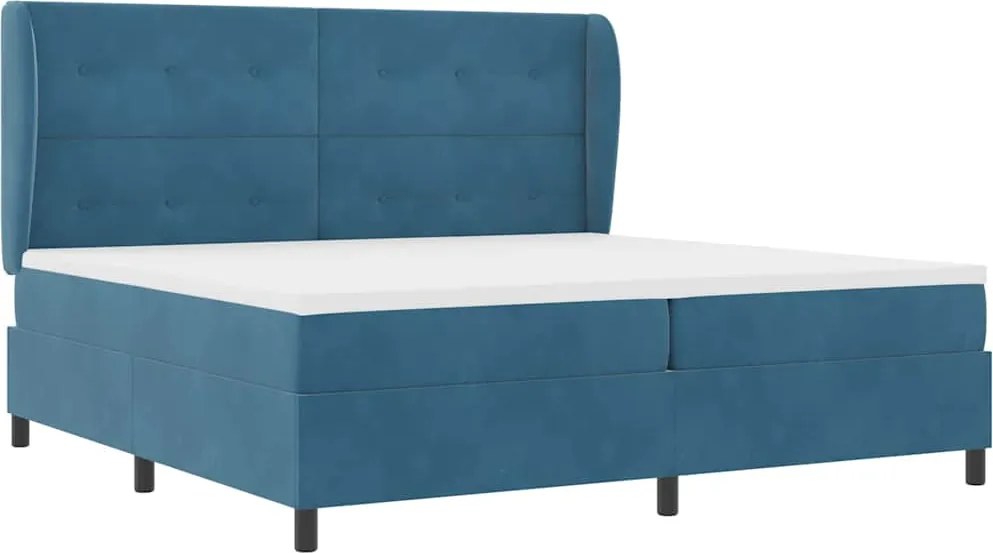 Postel s boxspringem s čelo Tmavě modrá 200 x 200 cm samet 3340950