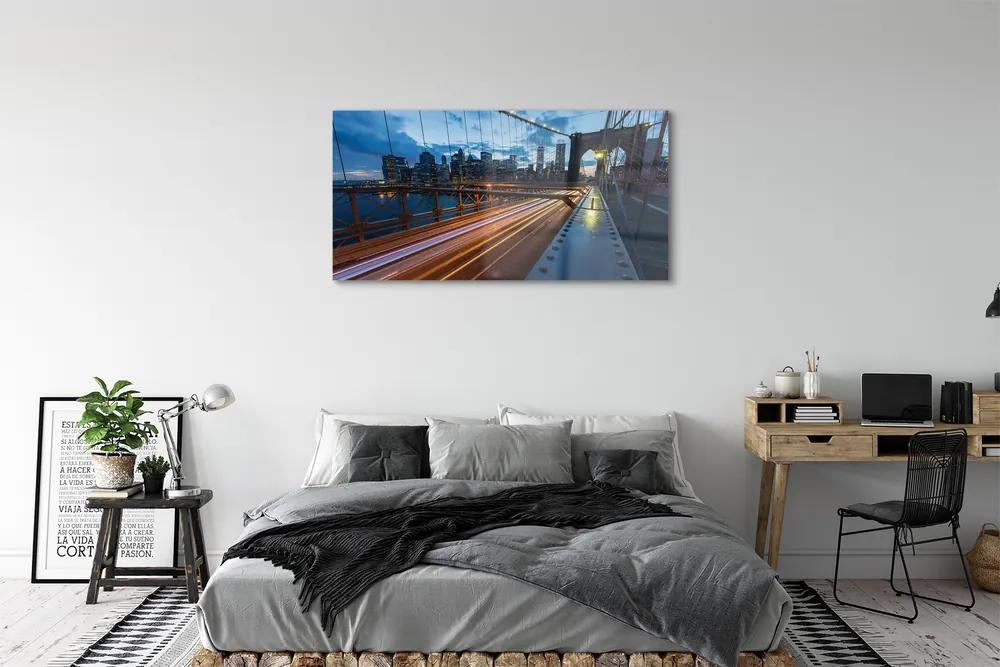 akrylový obraz Mrakodrapy bridge river 125x50 cm