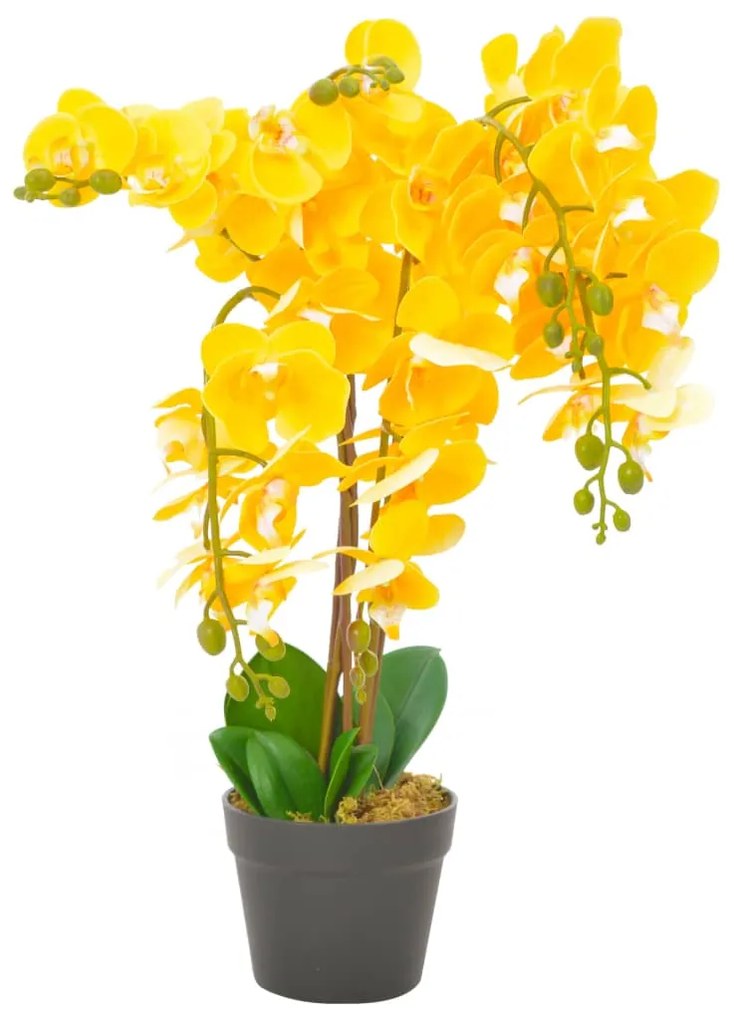 280167 vidaXL Umělá rostlina orchidej s květináčem žlutá 60 cm