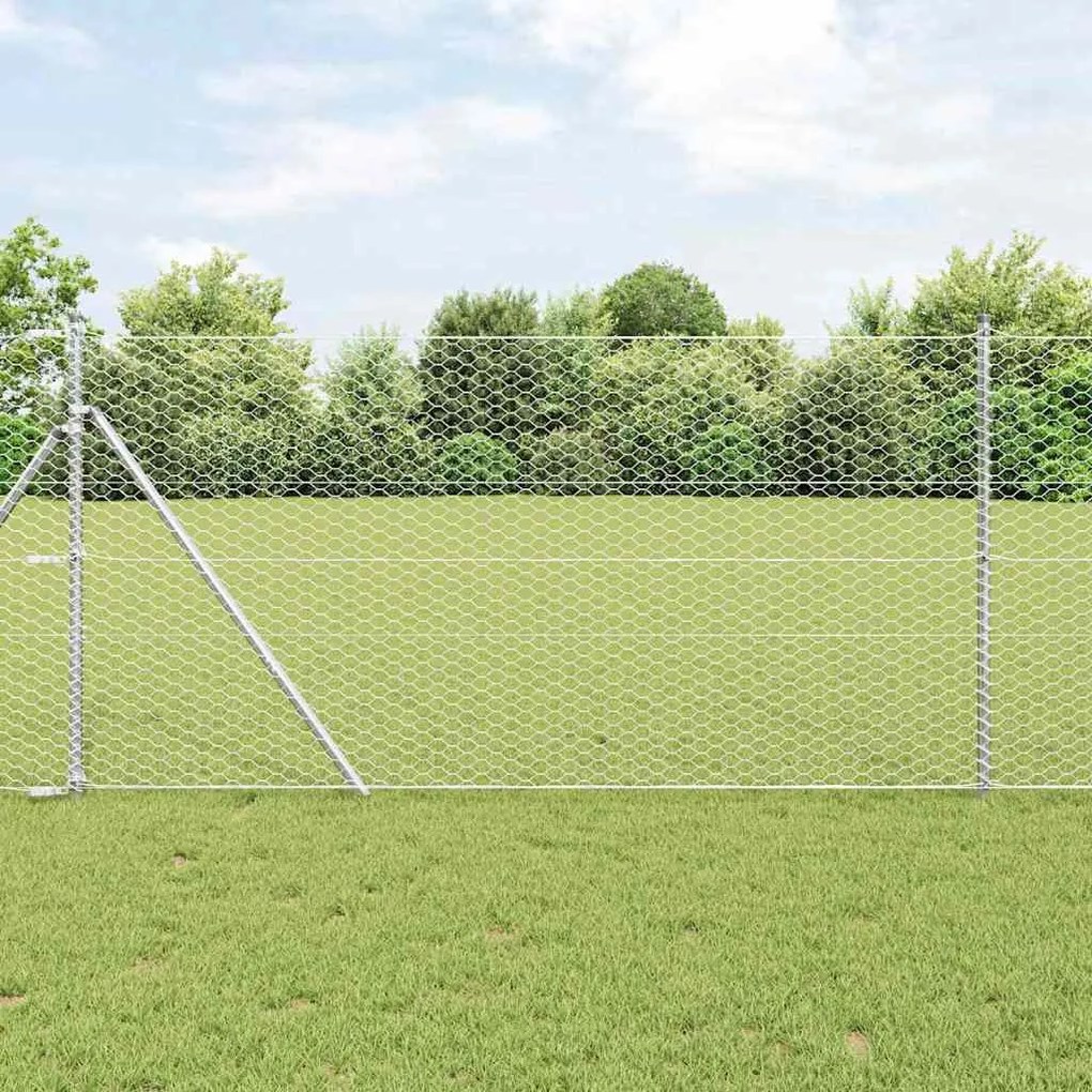 Hexagonální kotvení plotu 10 x 1 m Pozinkovaná ocel Stříbrná 3352920