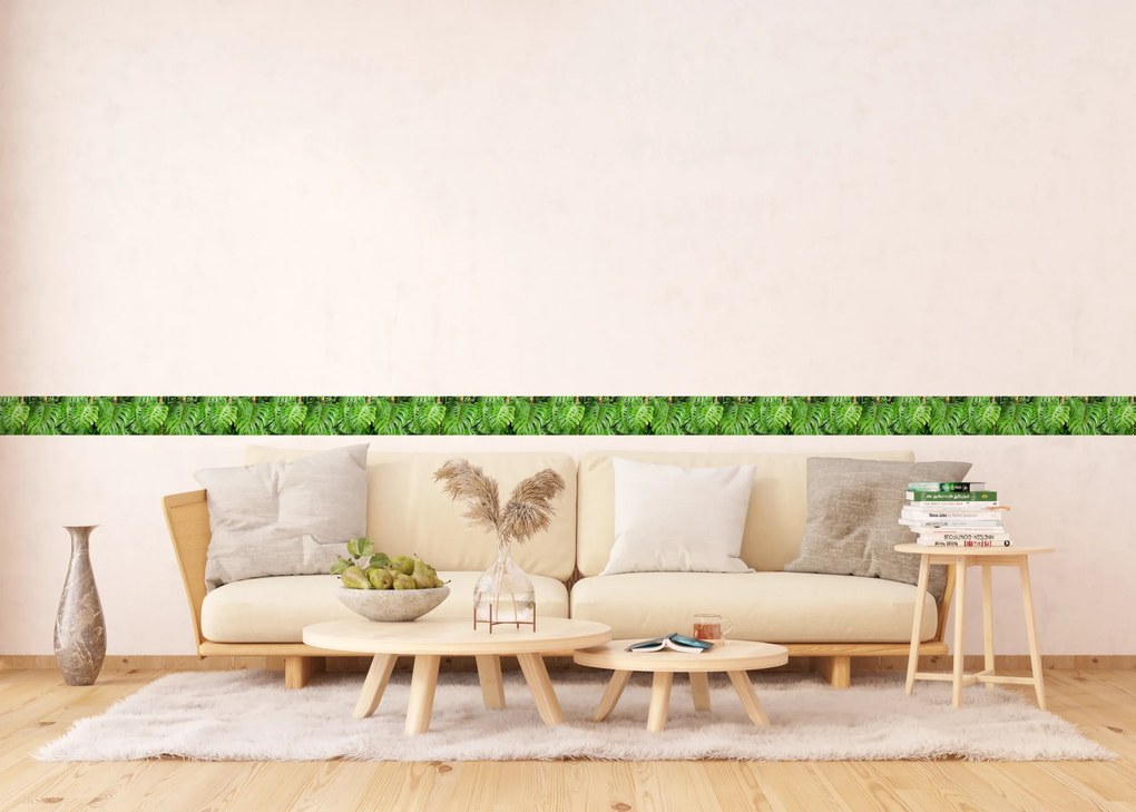 Samolepící bordura na zeď Zelené Listy | 5 m x 13.8 cm | DWB8219