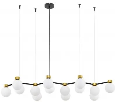 Satina zlato-černo-bílý designový lustr Ovalino 157