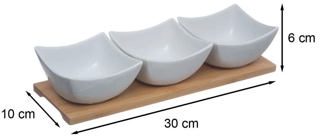 Porcelánová servírovací miska Trio 30x10x6 cm sada 3ks