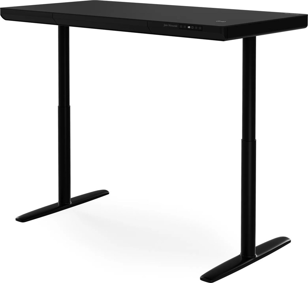 Elektrický psací stůl sit-stand se zásuvkou a bezdrátovou nabíječkou Qi černý, 1400 mm: ELLIS