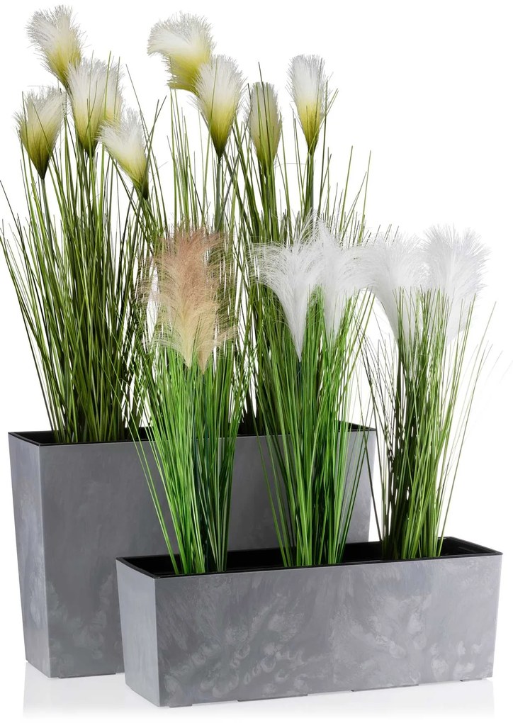 PLASTOVÝ KVĚTINÁČ BOUQUET 19X56 CM IMITACE BETONU ŠEDÁ