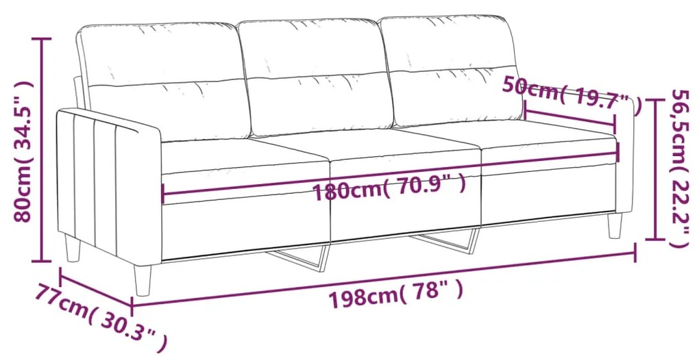 3místná pohovka světle žlutá 180 cm textil - Default Title