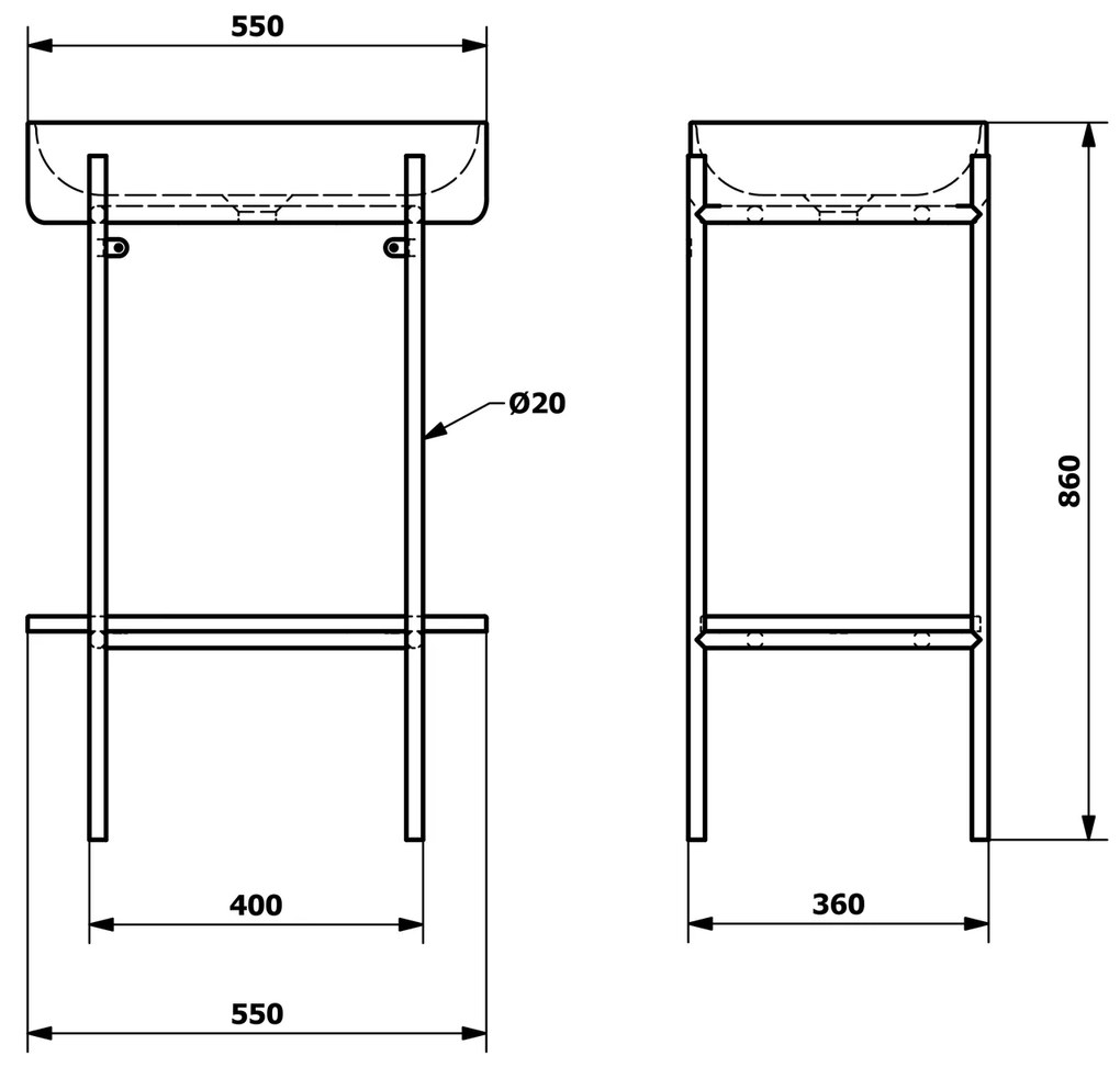 Sapho Sapho, PUNO podstavec s umyvadlem 550x860x360mm, černá, SKA570-2-01