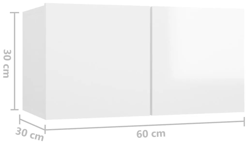 vidaXL TV skříňky 4 ks bílé s vysokým leskem 60x30x30 cm dřevotříska
