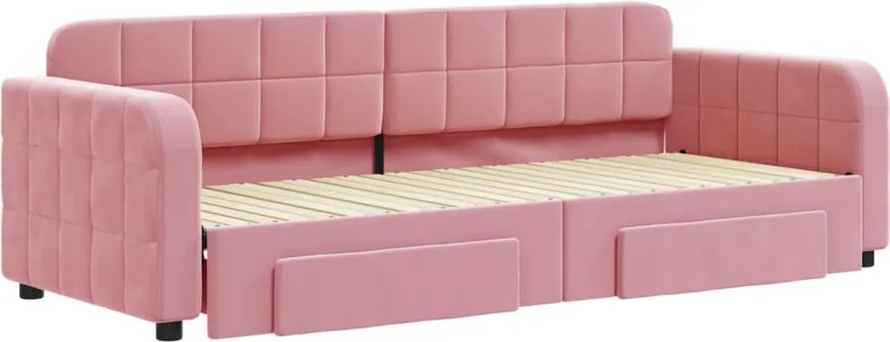 Válenda s přistýlkou a zásuvkami růžová 80 x 200 cm samet 3196973
