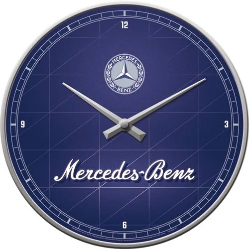 Postershop Nástěnné hodiny - Mercedes-Benz - Silver & Blue