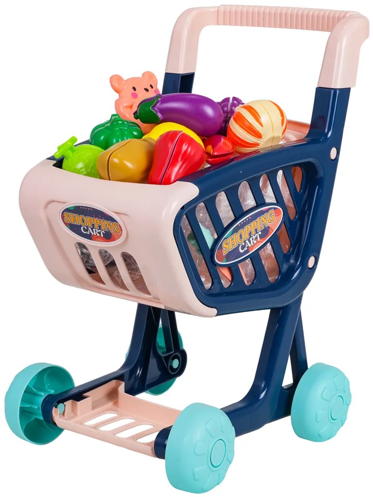 RKToys Dětský nákupní vozík s ovocem a zeleninou